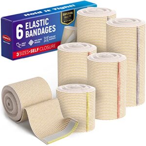 premium elastic bandage wrap with self-closures – 6pk(2×2”, 2×3″, 2×4″) – compression bandage wrap