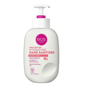 eos shea better hand sanitizer- coconut waters, kills 99.9% of harmful bacteria, instantly moisturizes, 8 fl oz