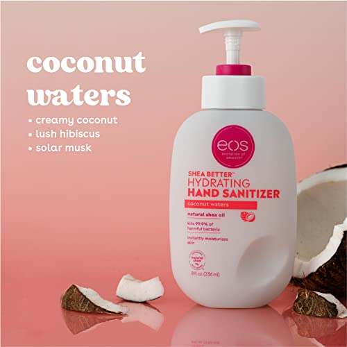 eos Shea Better Hand Sanitizer- Coconut Waters, Kills 99.9% of Harmful Bacteria, Instantly Moisturizes, 8 fl oz