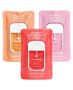 touchland power mist hydrating hand sanitizer juicy 3-pack | watermelon, peach, berry | 500-sprays each, 1 fl oz (set of 3)