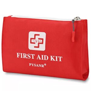 first aid kit, pysanr 150 piece small first aid kits with foil blanket, scissors first aid bag for emergency, home, camping, travel, sports, office, outdoor, car, school