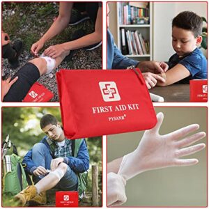 First Aid Kit, PYSANR 150 Piece Small First Aid Kits with Foil Blanket, Scissors First Aid Bag for Emergency, Home, Camping, Travel, Sports, Office, Outdoor, Car, School