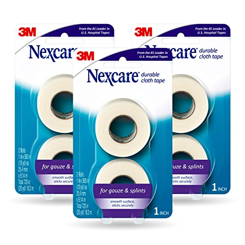 Nexcare Durapore Durable Cloth Tape, From the #1 Leader in U.S. Hospital Tapes, 1 Inch X 10 Yards, 6 Rolls