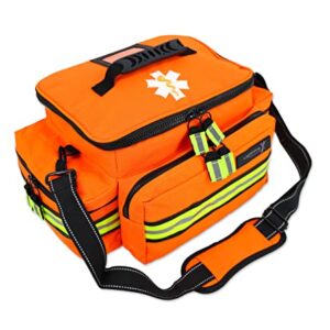 Lightning X Medium First Responder EMT Bag | LXMB25 | w/Reflective, Shoulder Strap & Zippered Compartments for First Aid + Trauma Supplies - Orange