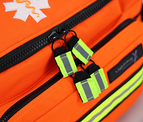 Lightning X Medium First Responder EMT Bag | LXMB25 | w/Reflective, Shoulder Strap & Zippered Compartments for First Aid + Trauma Supplies - Orange