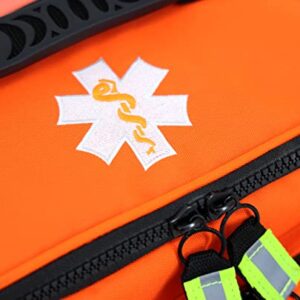 Lightning X Medium First Responder EMT Bag | LXMB25 | w/Reflective, Shoulder Strap & Zippered Compartments for First Aid + Trauma Supplies - Orange