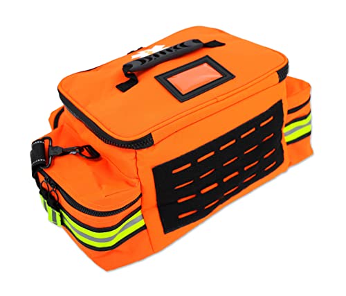 Lightning X Medium First Responder EMT Bag | LXMB25 | w/Reflective, Shoulder Strap & Zippered Compartments for First Aid + Trauma Supplies - Orange