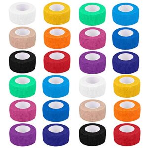 24 pack self adherent cohesive wrap bandages 1 inches x 5 yards, first aid tape, elastic self adhesive tape, athletic, sports wrap tape, bandage wrap for sports, wrist, ankle (rainbow color)