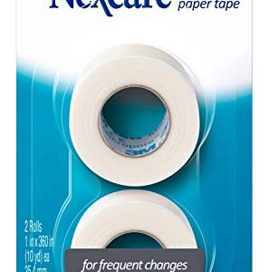 Nexcare Gentle Paper First Aid Tape, Ideal For Securing Gauze And Dressings, 1 in x 10 yds, 2 Rolls