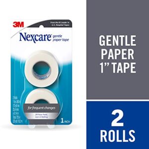 Nexcare Gentle Paper First Aid Tape, Ideal For Securing Gauze And Dressings, 1 in x 10 yds, 2 Rolls