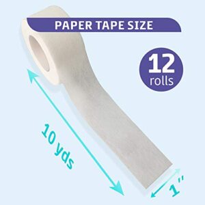 Conkote Soft Paper Surgical Tape 1" x 10 Yards, Gentle Adhesion and Hypoallergenic, 12 Rolls