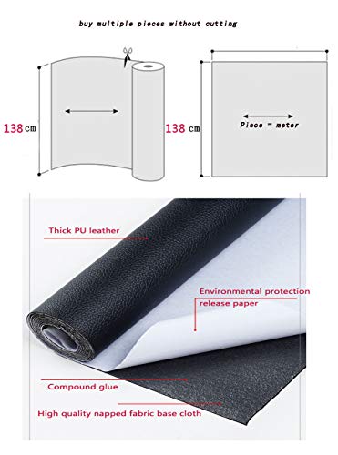 bandezid Roll Self-Adhesive Pu Leather Patch Repair Kit First Aid Sofa Car Seat Furniture Jacket Handbag(幅1.38x0.5m1m2m3m4m5m)-Dark Gray 1.38×4m