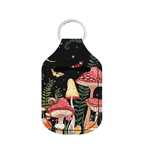 ZPINXIGN Mushroom Hand Sanitizer Bottle Holder Travel Bottle Holder Keychain for Backpack Purse Sleeve with Clip-on Pouch