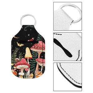 ZPINXIGN Mushroom Hand Sanitizer Bottle Holder Travel Bottle Holder Keychain for Backpack Purse Sleeve with Clip-on Pouch