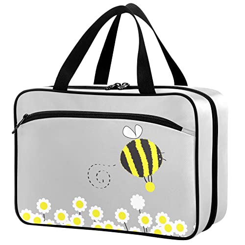 Naanle Medicine Storage Bag Bumblebee Blooming Daisies Empty Large Family First Aid Box Pill Bottle Organizer for Home Office Car Outdoor Travel Camping Emergency Medical Supplies