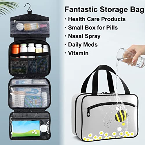 Naanle Medicine Storage Bag Bumblebee Blooming Daisies Empty Large Family First Aid Box Pill Bottle Organizer for Home Office Car Outdoor Travel Camping Emergency Medical Supplies