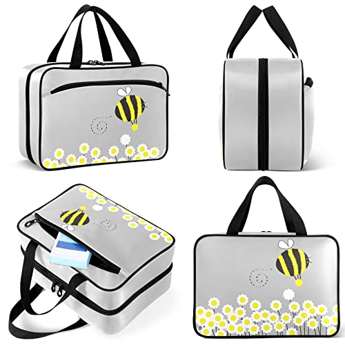 Naanle Medicine Storage Bag Bumblebee Blooming Daisies Empty Large Family First Aid Box Pill Bottle Organizer for Home Office Car Outdoor Travel Camping Emergency Medical Supplies