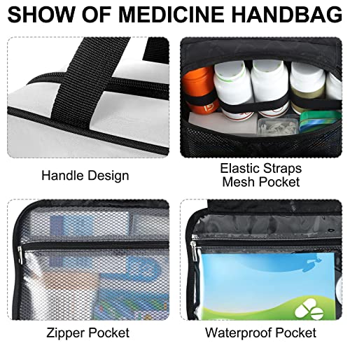 Naanle Medicine Storage Bag Bumblebee Blooming Daisies Empty Large Family First Aid Box Pill Bottle Organizer for Home Office Car Outdoor Travel Camping Emergency Medical Supplies