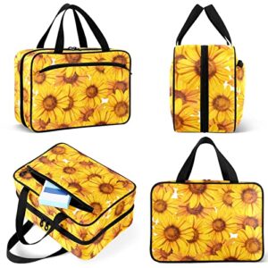 Naanle First Aid Bag Yellow Watercolor Sunflower Empty Medium Medicine Storage Bag Emergency Treatment Medical Bags Travel Medicine Bag Pill Bottle Organizer for Vitamin Supplement