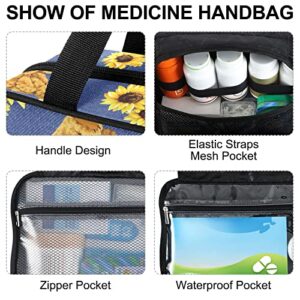 Naanle Medicine Storage Bag Sunflower Bear Empty Large Family First Aid Box Pill Bottle Organizer for Home Office Car Outdoor Travel Camping Emergency Medical Supplies