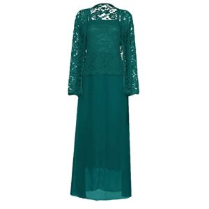 wedding guest dress,wedding guest dresses for women fall sexy dress plus size long maxi solid two piece lace cardigan chiffon party wedding long dress graduation black formal dress(green-4,3x-large)