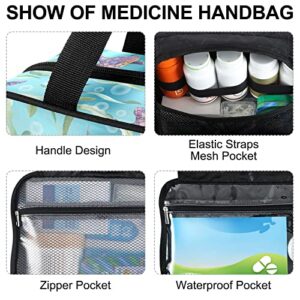 Naanle First Aid Bag Watercolor Sea Turtle Empty Medium Medicine Storage Bag Emergency Treatment Medical Bags Travel Medicine Bag Pill Bottle Organizer for Vitamin Supplement