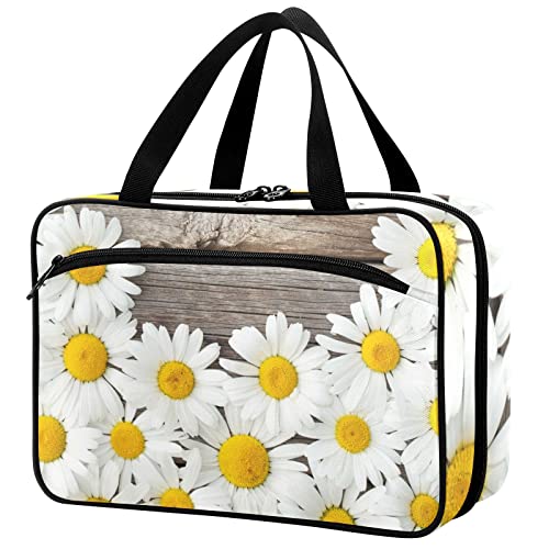 Naanle First Aid Bag Wooden Daisy Chamomile Empty Medium Medicine Storage Bag Emergency Treatment Medical Bags Travel Medicine Bag Pill Bottle Organizer for Vitamin Supplement