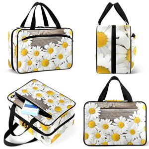 Naanle First Aid Bag Wooden Daisy Chamomile Empty Medium Medicine Storage Bag Emergency Treatment Medical Bags Travel Medicine Bag Pill Bottle Organizer for Vitamin Supplement