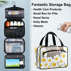 Naanle First Aid Bag Wooden Daisy Chamomile Empty Medium Medicine Storage Bag Emergency Treatment Medical Bags Travel Medicine Bag Pill Bottle Organizer for Vitamin Supplement