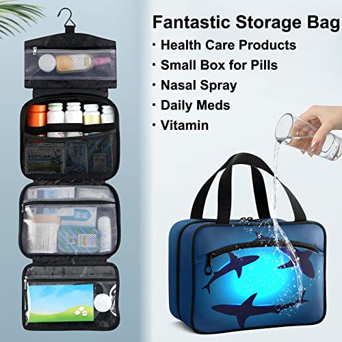 Naanle Medicine Storage Bag Floating Sharks Empty Large Family First Aid Box Pill Bottle Organizer for Home Office Car Outdoor Travel Camping Emergency Medical Supplies