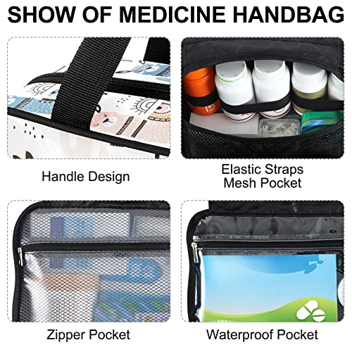 Naanle First Aid Bag Ethnic Llama Alpaca Empty Medium Medicine Storage Bag Emergency Treatment Medical Bags Travel Medicine Bag Pill Bottle Organizer for Vitamin Supplement