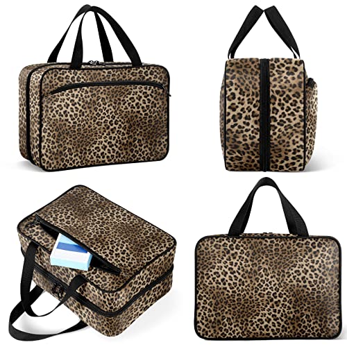 Naanle First Aid Bag Leopard Print Empty Medium Medicine Storage Bag Emergency Treatment Medical Bags Travel Medicine Bag Pill Bottle Organizer for Vitamin Supplement