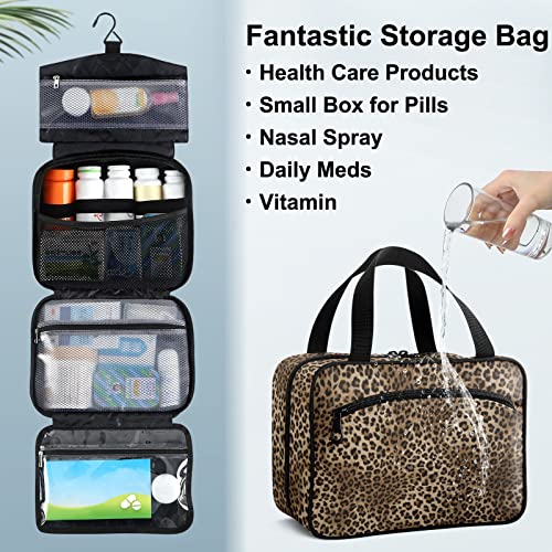 Naanle First Aid Bag Leopard Print Empty Medium Medicine Storage Bag Emergency Treatment Medical Bags Travel Medicine Bag Pill Bottle Organizer for Vitamin Supplement