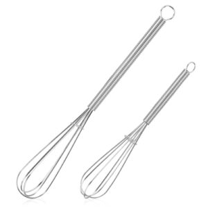 nilehome mini whisks stainless steel whisk set 5″ 7″ kitchen small wisk balloon wire tiny whisks for cooking, whisking, blending, beating, stirring 2pack