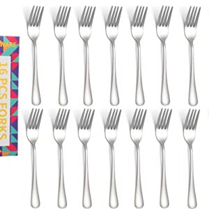 16 Pieces Dinner Forks, Stainless Steel Silverware Forks Only, Home Kitchen Cutlery Forks, Mirror Polished Modern Forks Set, Restaurant Quality Flatware Forks, Dishwasher Safe - 8 Inch