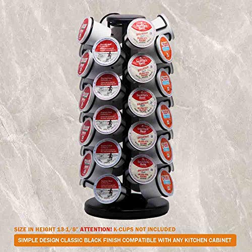 K Cup Holders,K Cup Holder, K Cups Holder,K Cup Carousel, Coffee Pods Holder Storage Organizer Stand,Comes All in One Piece,No Assembly Required,1 Count,Black (Capacity of 40 Pods) (Holds 40 Pods / Heavy Duty Base, Matte Black)