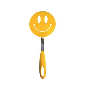 tovolo spatulart smiley nylon flex turner, spatula cooking utensil co-molded with silicone, sturdy steel handle, safe for non-stick cookware, face, h x 11.75 x w x 1.25