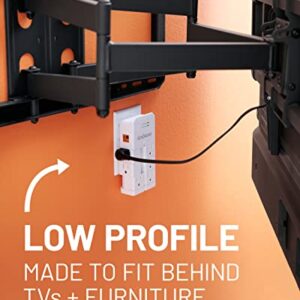 ECHOGEAR On-Wall Surge Protector with 6 Pivoting AC Outlets & 1080 Joules of Surge Protection - Low Profile Design Installs Over Existing Outlets to Protect Your Gear (White)