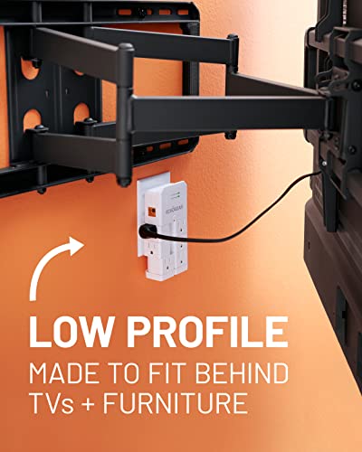 ECHOGEAR On-Wall Surge Protector with 6 Pivoting AC Outlets & 1080 Joules of Surge Protection - Low Profile Design Installs Over Existing Outlets to Protect Your Gear (White)