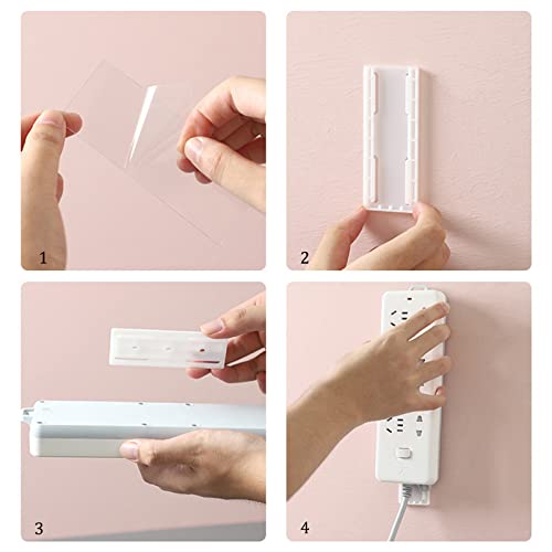 Adhesive Punch-Free Socket Holder - 2023 New Self-Adhesive Desktop Socket Fixe, Power Strip Holder Wall Mount (8Pcs White)