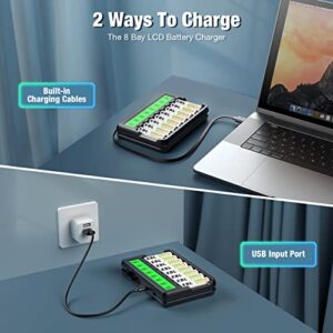 EBL Rechargeable AAA Batteries (16-Counts) and 8-Bay LCD Newest Version Battery Charger