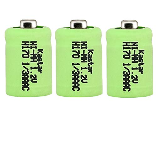 Kastar 3 Pack 1/3 AAA 170mAh Button Top NiMH Battery Replacement for Solar Lights Battery, Outdoor Solar Garden Art Light Battery, 1/3AAA-150NM-NT, GP-17AAAH, GP17AAAH, Sanyo N-50AAA, GP 1/3AAA-170NM