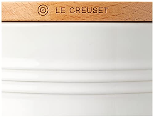 Le Creuset Stoneware Canister with Wood Lid, 23 oz. (5.5" diameter), White