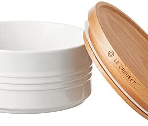 Le Creuset Stoneware Canister with Wood Lid, 23 oz. (5.5" diameter), White