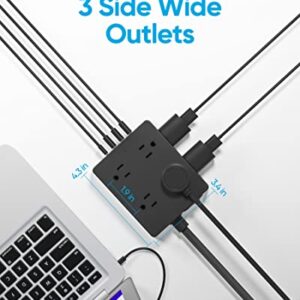 Cruise Essentials, Thin Plug Power Strip with 8 Outlets 4 USB Ports(1 USB C), 5ft Flat Extension Cord, Non Surge Power Strip for Cruise Ship Travel, Dorm Room Essentials