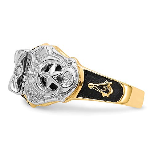 Size 12.5 - Solid 14k Yellow Gold AA Diamond Men's Simulated Masonic Ring (14mm) (1/5ct.)