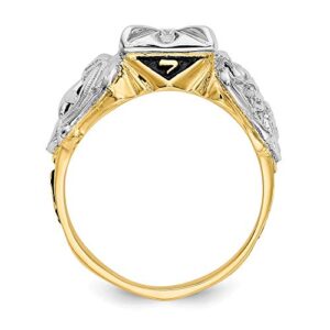 Size 12.5 - Solid 14k Yellow Gold AA Diamond Men's Simulated Masonic Ring (14mm) (1/5ct.)