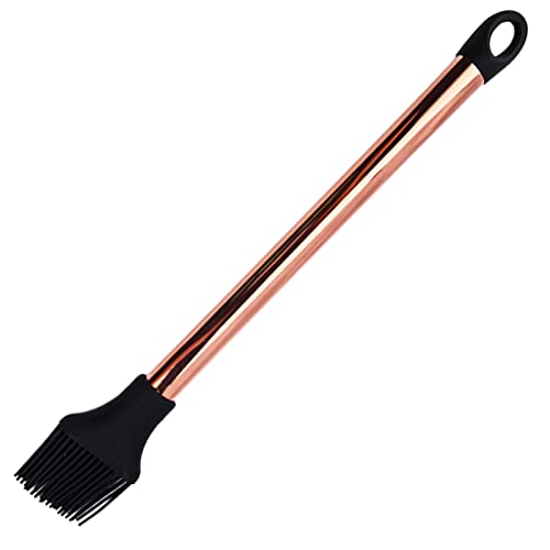 BRIIEC 1pc Black & Copper Silicon Basting Brushes, Heat Resistant Stainless Steel Handle Pastry Brushes, Spread Oil Butter Sauce Marinades. Perfect for Sauce BBQ Grill Baking Cooking