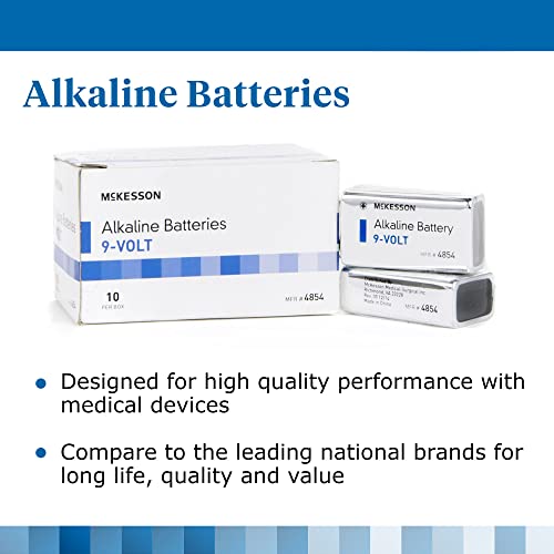 McKesson Alkaline 9V Batteries, 9 Volt, Long Lasting, 10 Count, 25 Packs, 250 Total