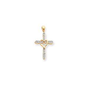 14k yellow gold aa diamond cross pendant